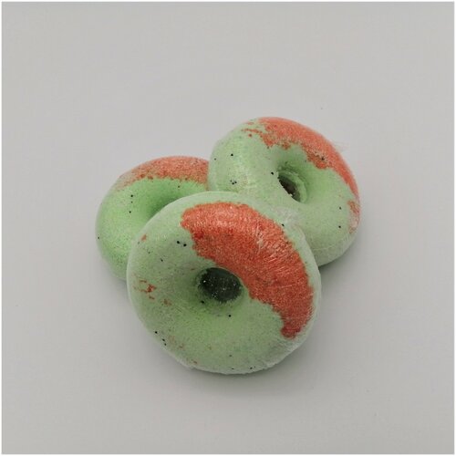 Cafe Mimi Бурлящий шарик/ Гейзер для ванны "Персиковый пончик с киви", 140 г набор 3 шт.
