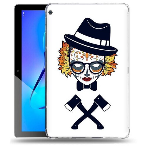 Чехол задняя-панель-накладка-бампер MyPads девушка в маске с топорами рисунок для Huawei MediaPad M3 Lite 10 Wi-Fi/ LTE (BAH-AL00/W09) противоударный
