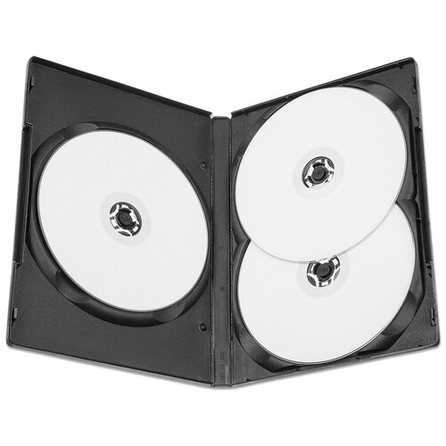 Коробка DVD Box для 3 дисков, 14мм черная (без вставки), упаковка 30 шт.