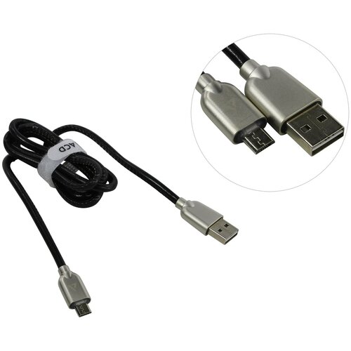 USB кабель ACD-Allure MicroUSB ~ USB-A Кожа, 1м, черный (ACD-U926-M1B) (ACD-U926-M1B)