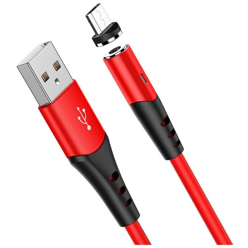 Кабель USB HOCO X60 Honorific, USB - MicroUSB, 2А, 1 м, красный, с магнитным выходом