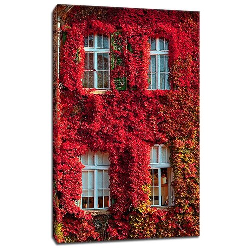 Картина Уютная стена "Вид на окна в красной листве" 40х60 см