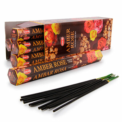 Hem Incense Sticks AMBER ROSE (Благовония амбер роза, Хем), уп. 20 палочек.