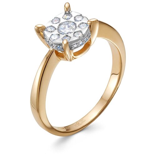 Кольцо помолвочное Vesna jewelry, красное золото, 585 проба, родирование, бриллиант, размер 17.5, бесцветный