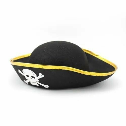 Шляпа-треуголка пиратская с золотой каймой