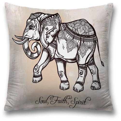 Наволочка декоративная на молнии, чехол на подушку JoyArty "Индийский слон" 45х45 см