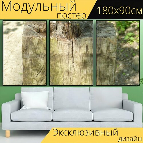 Модульный постер "Древесина, природа, деревянные доски" 180 x 90 см. для интерьера