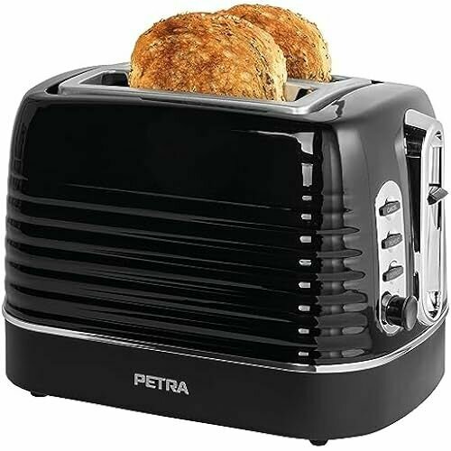 Тостер Petra PT5573BLKVDE 2 отделения для тостов со встроенным подогревателем булочек для выпечки, 6 регулируемых уровней поджаривания, функции разморозки/разогрева/остановки, съемный поддон для крошек, 1050 Вт