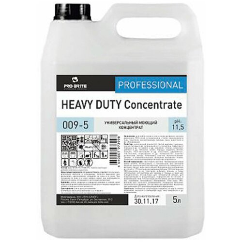 Средство моющее универсальное 5 л, PRO-BRITE HEAVY DUTY, щелочное, низкопенное, концентрат, 009-5