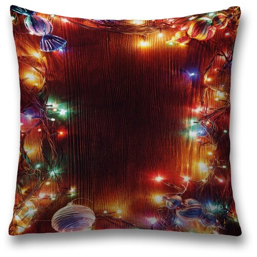 Наволочка декоративная на молнии, чехол на подушку JoyArty "Рождественские гирлянды" 45х45 см