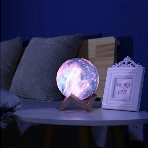 Светильник ночник Галактика, 3D шар, Лампа настольная, встроенный аккумулятор, сенсорное управление, 16 цветов, 15 см NCH-020-15C