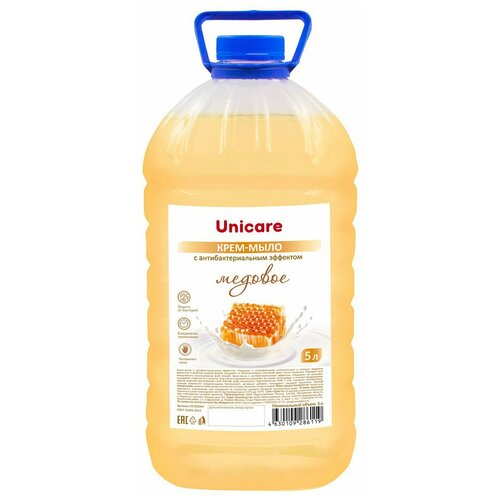 Крем-мыло с антибактериальным эффектом "Медовое", UNICARE, ПЭТ, 5л
