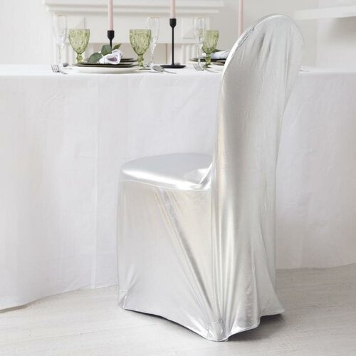 Чехол на стул со спинкой, цвет серебро, 90х40х40 см, 100% п/э