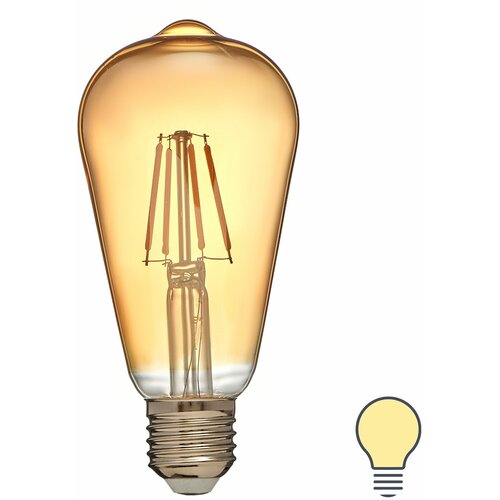 Лампа светодиодная филаментная Volpe E27 220 В 5 Вт конус прозрачный с золотистым напылением 470 лм, теплый белый свет