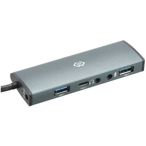 Разветвитель USB Type-C Digma HUB-2U3.0СAU-UC-G 2 х USB 3.0 USB Type-C 2 x mini-jack 3,5мм серый