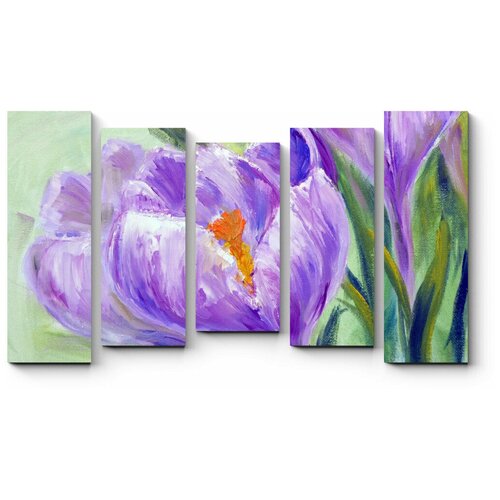 Модульная картина Цветы, нарисованные маслом 90x54
