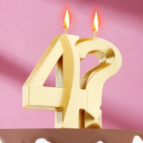 Свеча в торт "Грань", цифра 4, золотой металлик, 6,5 см
