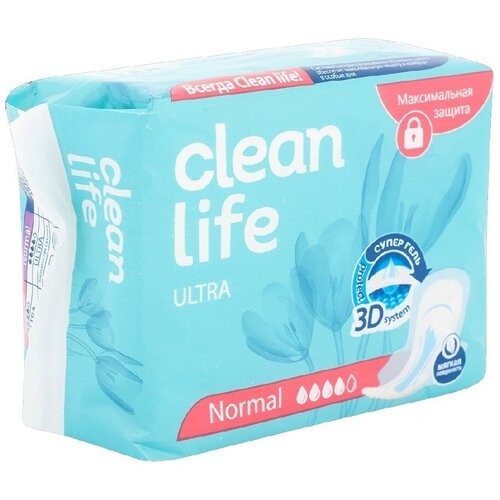 Гигиенические прокладки Clean life Ultra normal, 4 капли, 10 шт, 1 уп