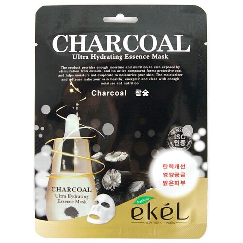 Маска тканевая с древесным углем Ekel Charcoal Ultra Hydrating Essence Mask, 25 мл