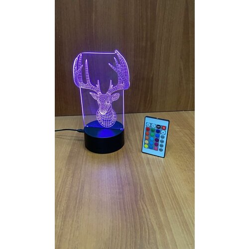 3D Светильник с пультом " Олень " №96