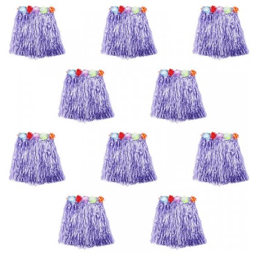 Гавайская юбка, цвет фиолетовый 40 см (Набор 10 шт.)