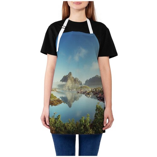 Фартук женский JoyArty для готовки "Озеро на вершине мира", универсальный размер