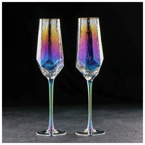 Набор бокалов для шампанского , 180 мл, 7х27,5 см, 2 шт, цвет перламутровый