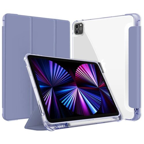 Чехол для планшета Apple iPad Pro 11 (2018/2020/2021), с отделением для стилуса, из мягкого силикона, усиленные углы (дымчато-фиолетовый)