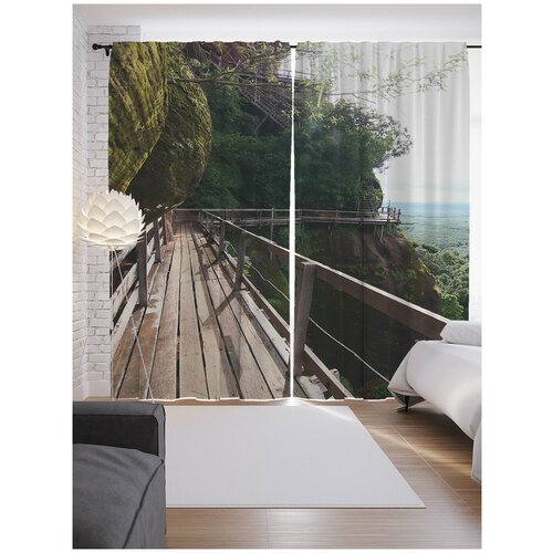 Фотошторы для кухни и спальни JoyArty "Горная лестница", 2 полотна со шторной лентой шириной по 145 см, высота 265 см