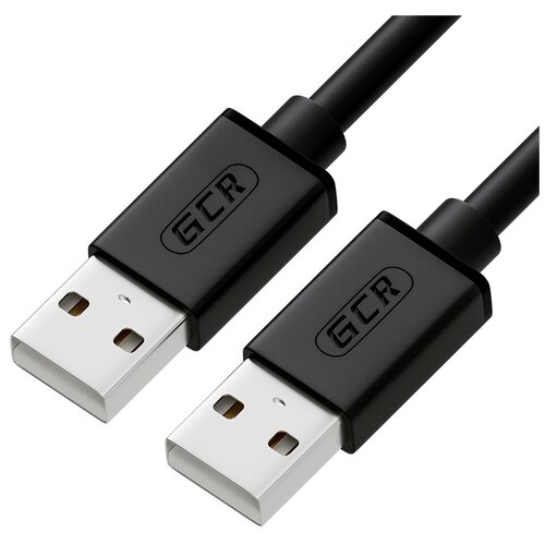 GCR Кабель 2.5m USB 2.0, AM/AM, черный, 28/28 AWG, экран, армированный, морозостойкий
