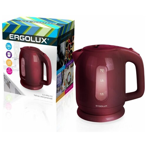 Чайник пластиковый ELX-KP04-C10 темно коричневый (1.7л, 160-250В, 1500-2300Вт) ERGOLUX