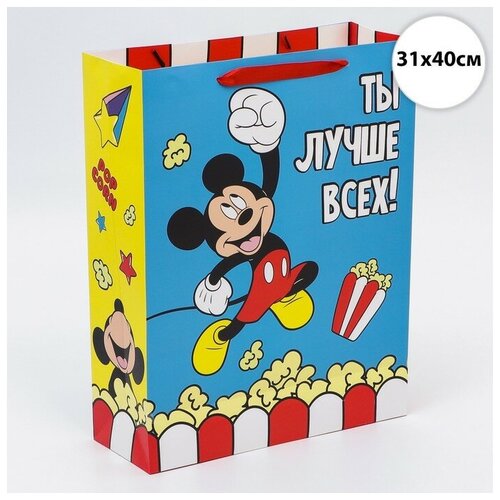 Disney Пакет подарочный, 31 х 40 х 11,5 см "Поздравляю!", Микки Маус