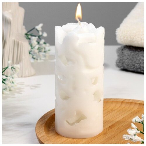 Свеча ароматическая декоративная "Ажурная", белый, 6х12 см, чистый хлопок 9398382