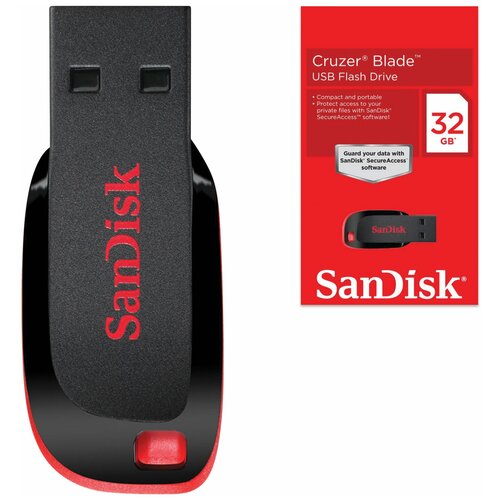 Флеш Диск Sandisk 32Gb Cruzer Blade SDCZ50-032G-B35 USB2.0 черный/красный