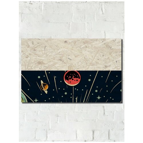 Картина интерьерная на рельефной доске космос (космонавт, звёзды, планета, абстракция) - 7859 Г