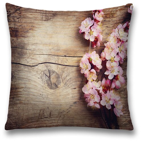 Наволочка декоративная на молнии, чехол на подушку JoyArty "Цветки вишни" 45х45 см
