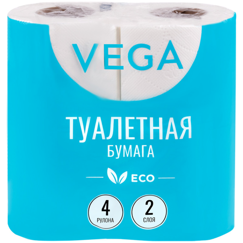 Туалетная бумага VEGA белая двухслойная, 315616 4 рул., белый