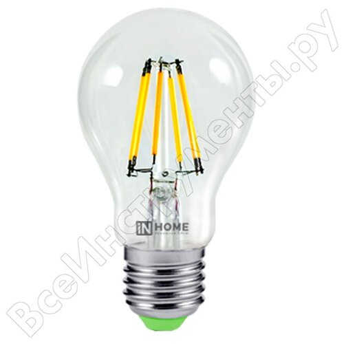 Лампа светодиодная IN HOME LED-A60-deco, 9 Вт, 230 В, Е27, 4000 К, 1040 Лм, прозрачная