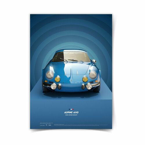 Плакат Alpine A110 Blue 50х70 см / постер на стену