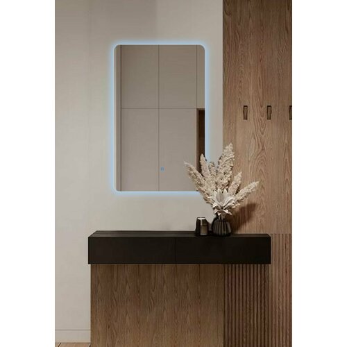 Зеркало для ванной Prisma 90*70 прямоугольное вертикальное "парящее" с холодной LED-подсветкой