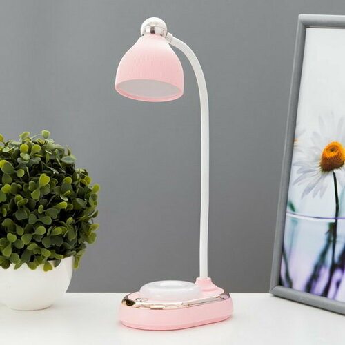 Настольная лампа "Тедди" LED 3Вт АКБ USB розовый 9х13.5х40 см