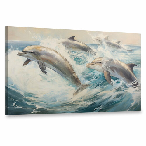 Интерьерная картина 100х60 "дельфины"