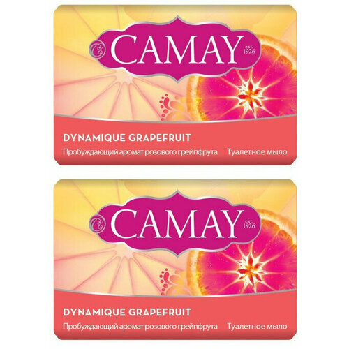 Camay Мыло туалетное Dynamique, розовый грейпфрут,85 г,2 шт