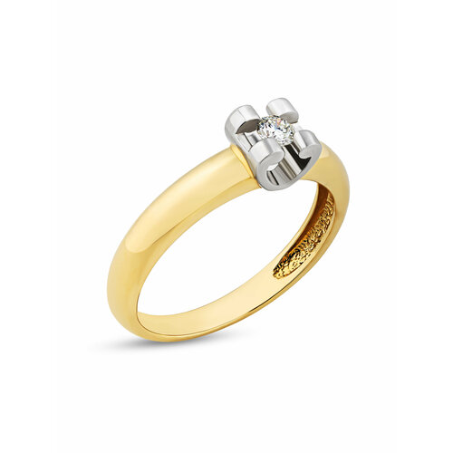 Кольцо обручальное Gatamova, желтое золото, 585 проба, родирование, бриллиант, размер 20, золотой, желтый