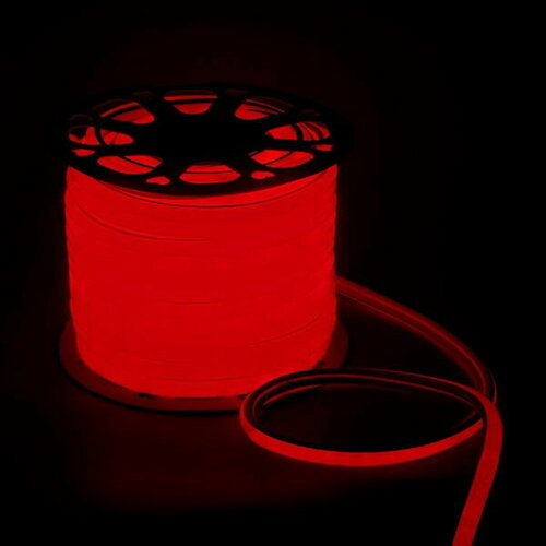 Гибкий неон 16 мм D-образный, IP65, 50 м, SMD2835, 120 LED/м, 220 В, свечение красное