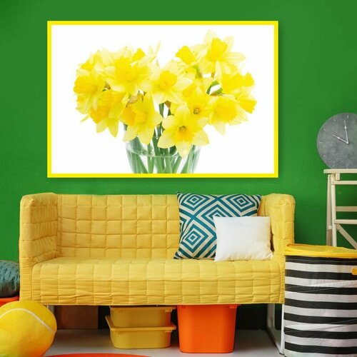 Постер для интерьера Букет Весенних Желтых Нарциссов 90х60 см в тубусе ПолиЦентр