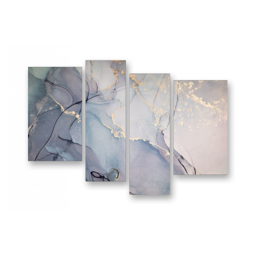 Модульная картина на стекле | Diva Kartina | Абстракция мрамор. Голубая дымка | 140X100 см