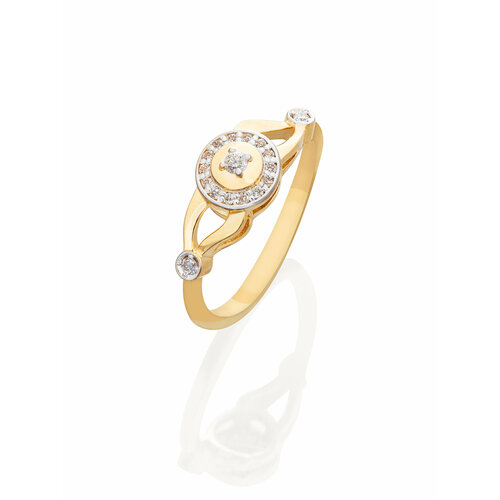 Кольцо помолвочное Гатамов, желтое золото, 585 проба, бриллиант, размер 22, желтый, золотой