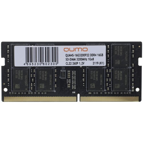Оперативная память Qumo 16 ГБ DDR4 SODIMM CL22 QUM4S-16G3200P22