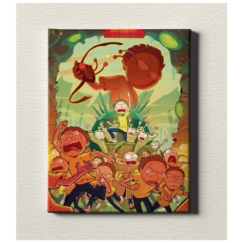 Интерьерный постер / Картина на стену / Картина в подарок для дома / Картина на холсте для интерьера - "Рик и Морти: Восстание Морти", размер 40х50см